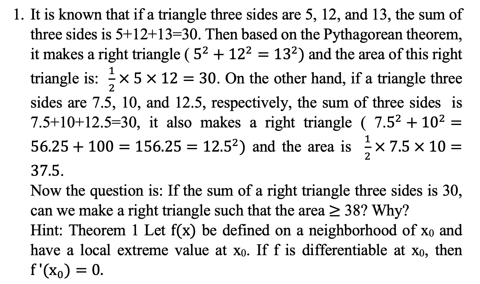 Solved 2 1. It is known that if a triangle three sides are | Chegg.com