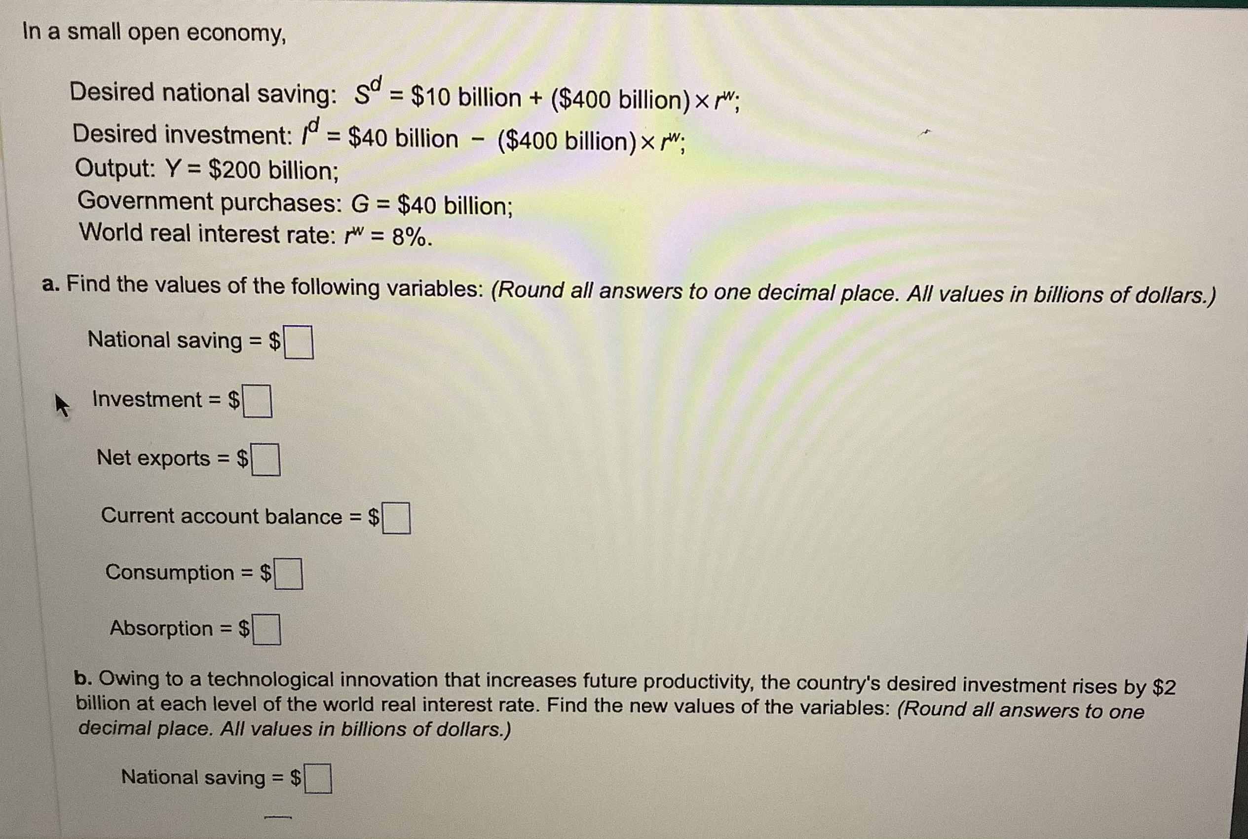 Solved n a small open economy, Desired national saving: | Chegg.com