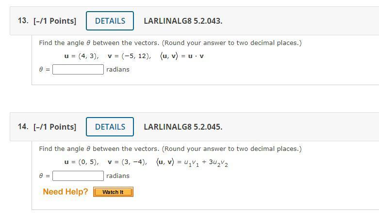 Solved 13. [-/1 Points] DETAILS LARLINALG8 5.2.043. Find the | Chegg.com