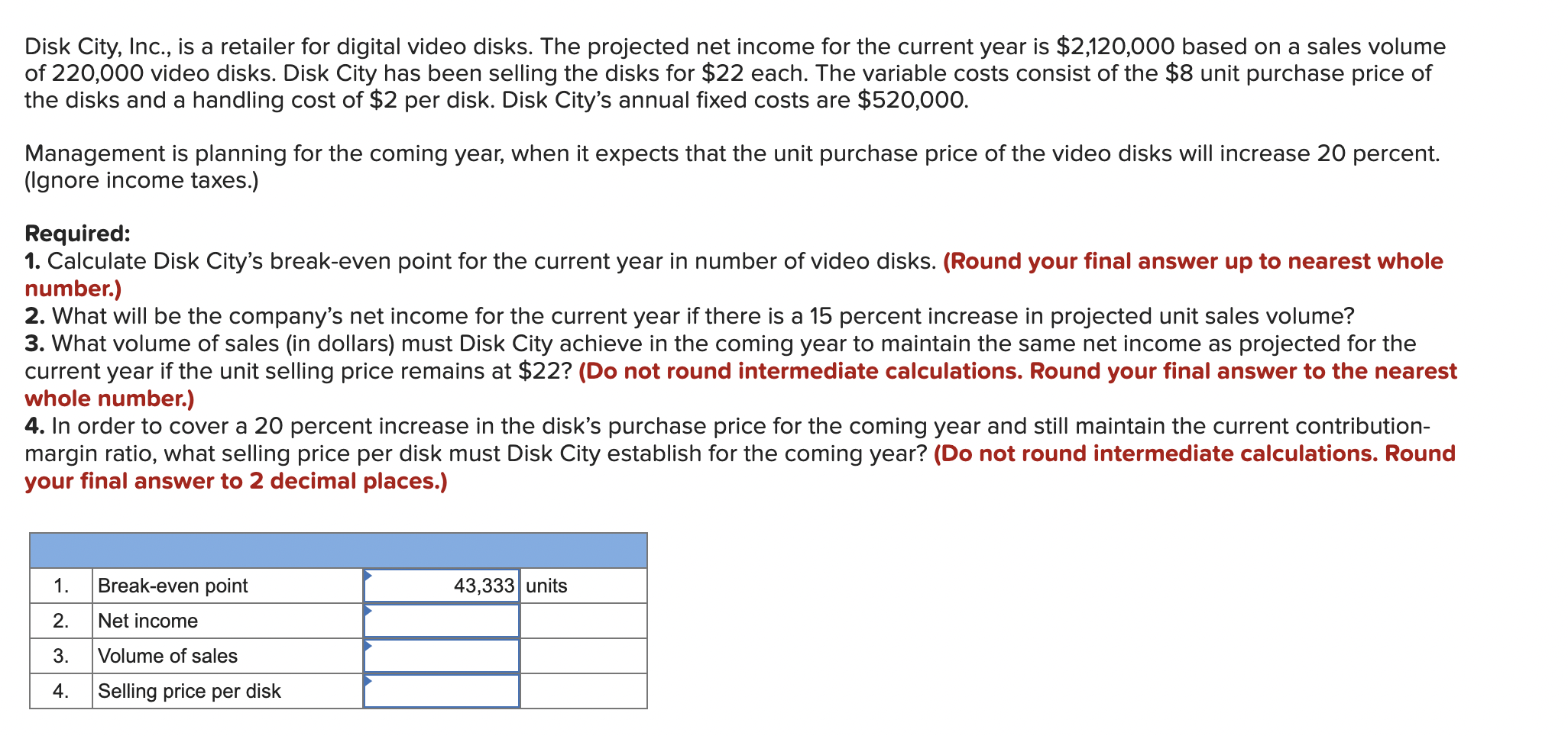 Solved Disk City, Inc., is a retailer for digital video | Chegg.com