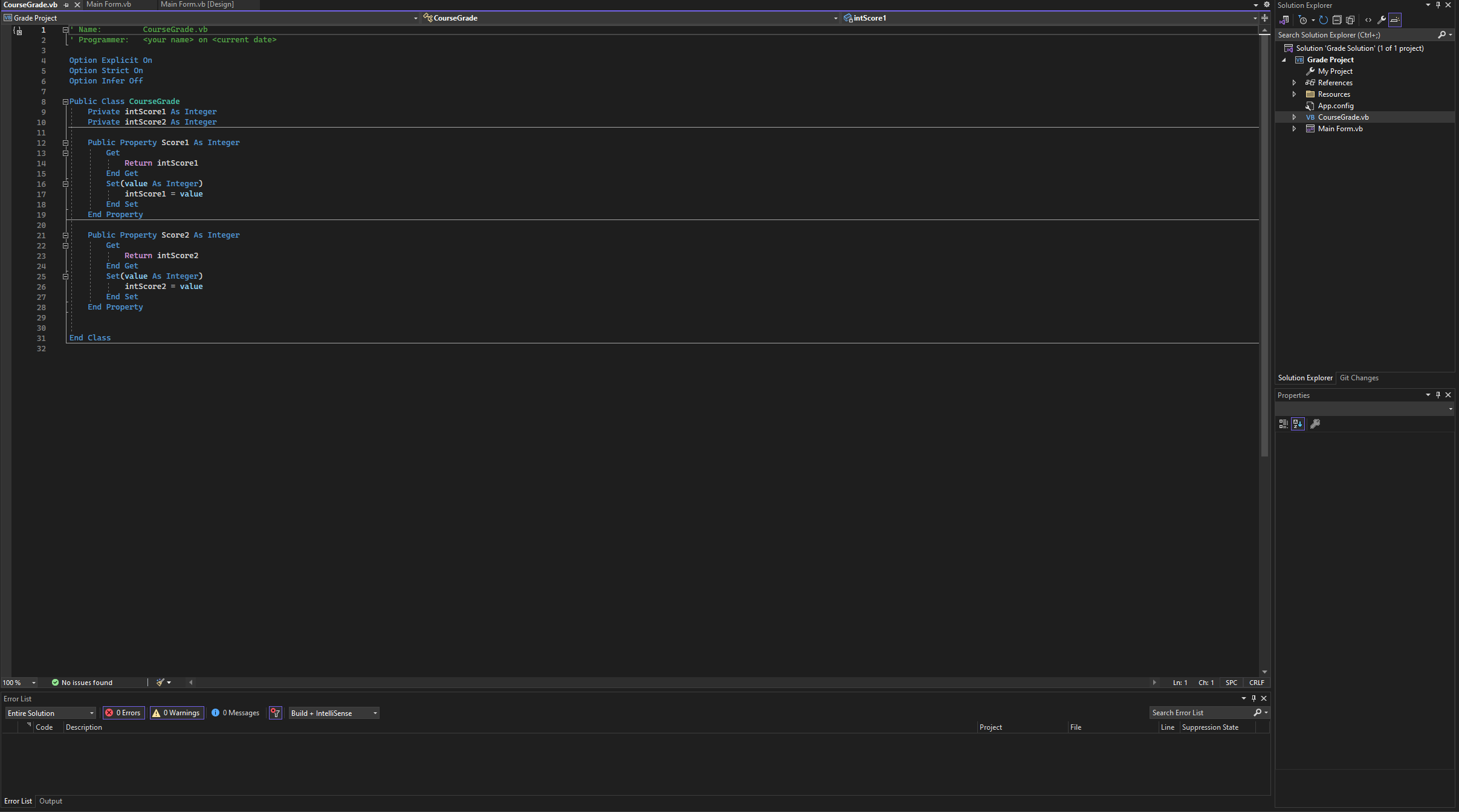 Grade Calculator Grade:Grade Project frmMain ' Name: | Chegg.com