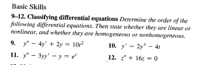 Solved Basic Skills 9-12. Classifying differential equations | Chegg.com