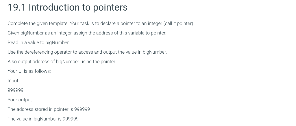 Solved 19.1 Introduction to pointers Complete the given | Chegg.com