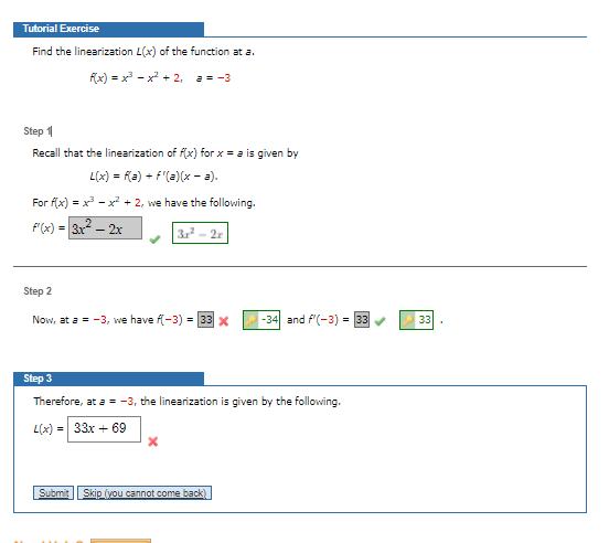 Solved Tutorial Exercise Find the linearization (x) of the | Chegg.com