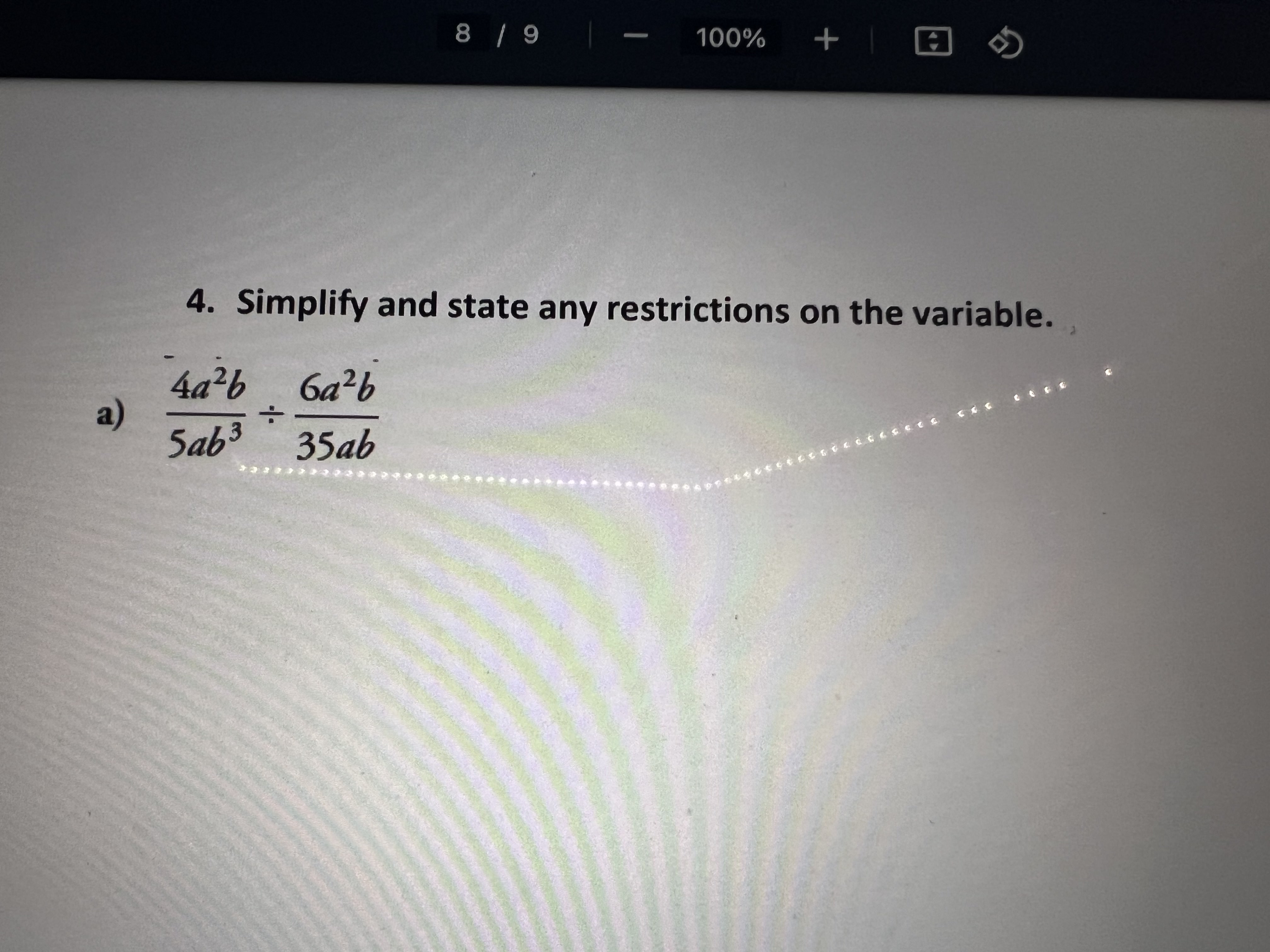 Solved Simplify and state any restrictions on the | Chegg.com