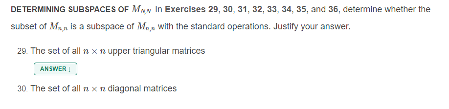 Solved DE TERMINING SUBSPACES OF Mun In Exercises 29, 30, | Chegg.com