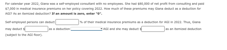 Solved For calendar year 2022, Giana was a self-employed | Chegg.com
