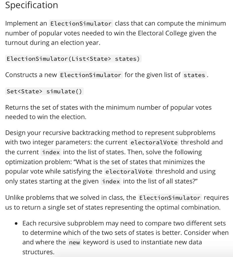 Election Simulator The President of the United States | Chegg.com