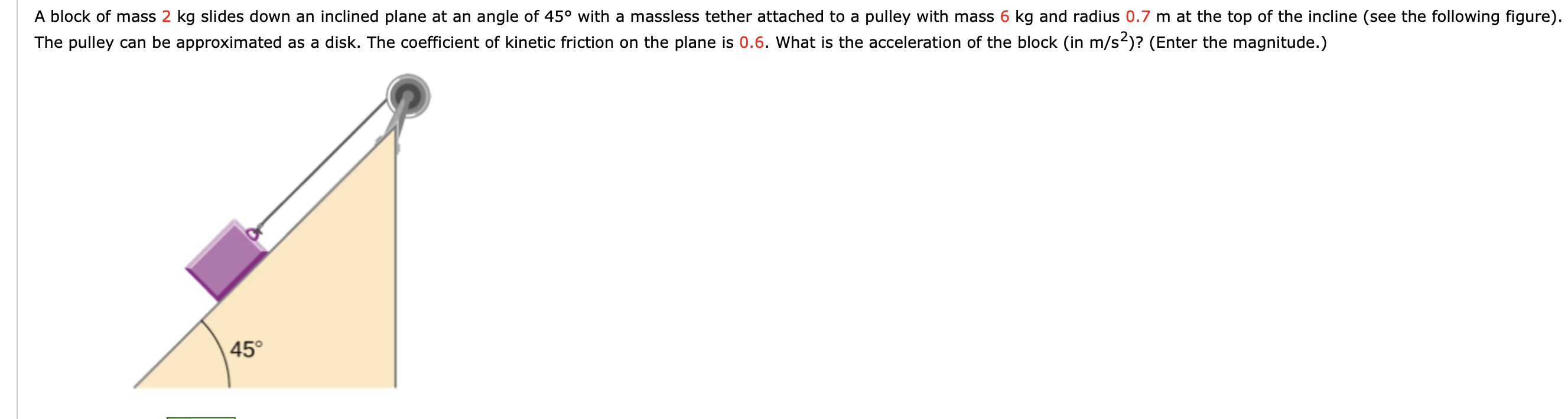 Solved Answer is 1.11 ﻿m/s^2 ﻿but unsure how they got that | Chegg.com