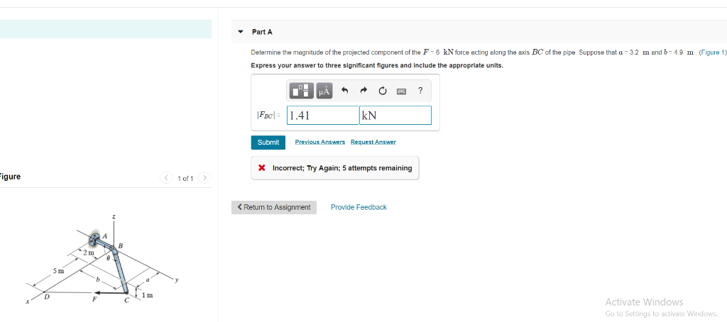 Solved Determine the magnitude of the projected component of | Chegg.com