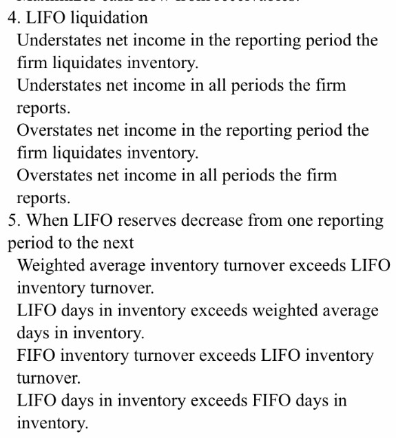 Solved 4. LIFO liquidation Understates net income in the | Chegg.com