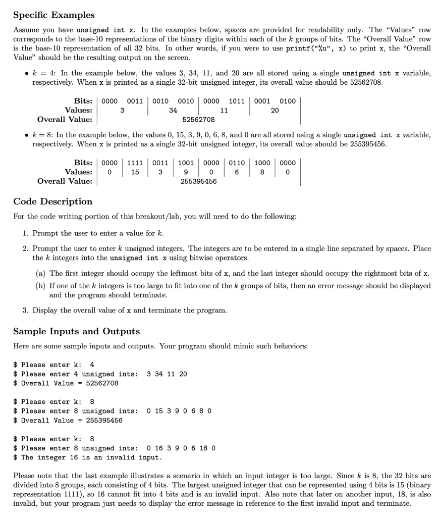 Solved Problem / Exercise Suppose you have an unsigned int | Chegg.com