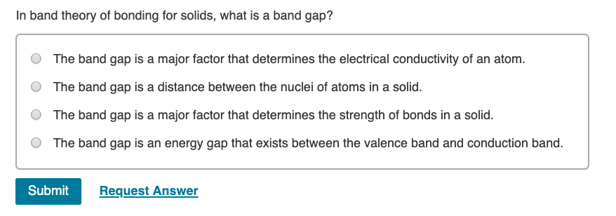 Solved In band theory of bonding for solids, what is a band | Chegg.com