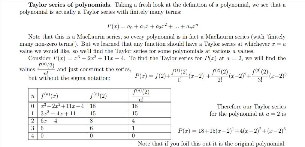 Taylor Series Polynomial