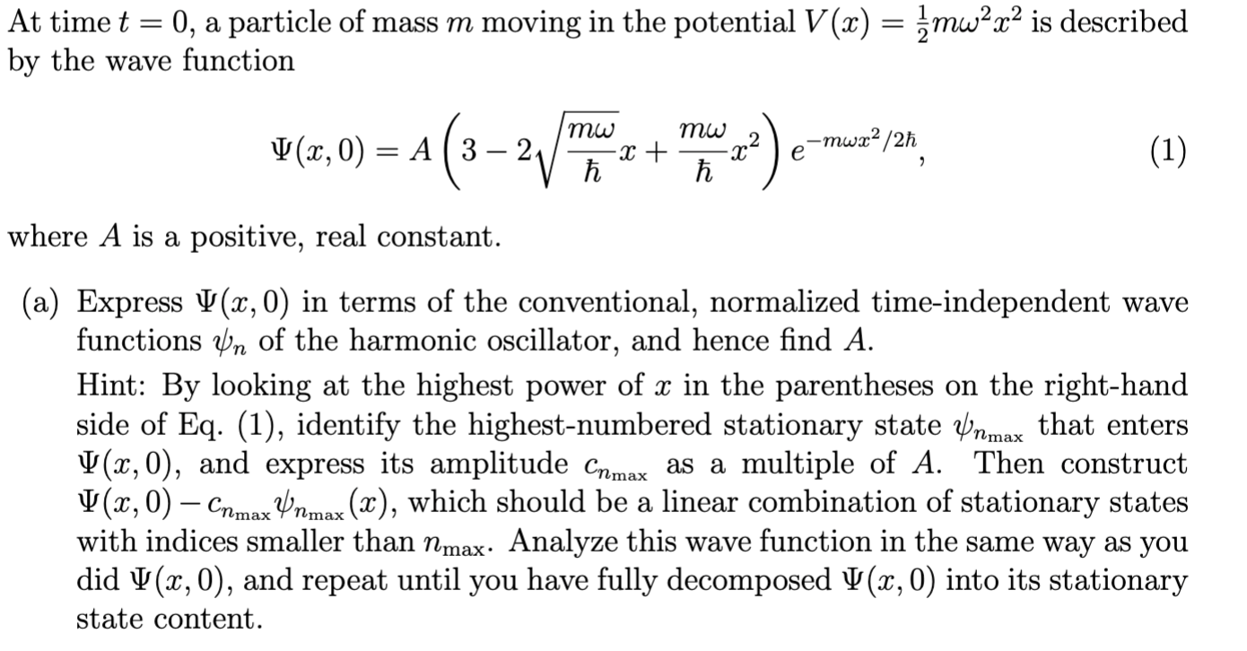 Solved At time t=0, a particle of mass m moving in the | Chegg.com