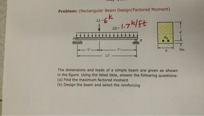 (Rectangular Beam Design Factored Moment) The | Chegg.com