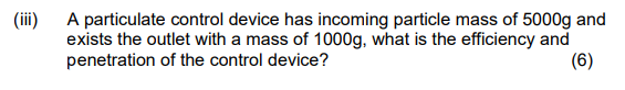 Solved (iii) A particulate control device has incoming | Chegg.com