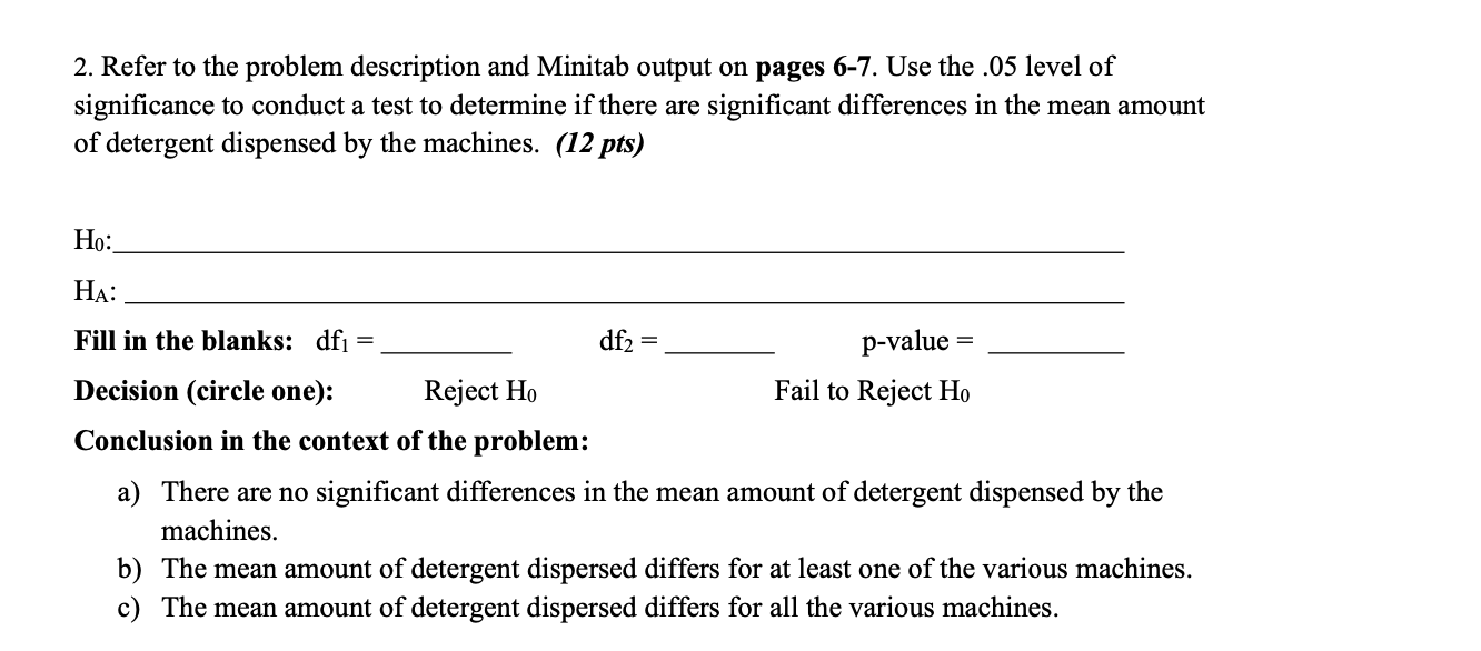 Solved 2. Refer to the problem description and Minitab | Chegg.com