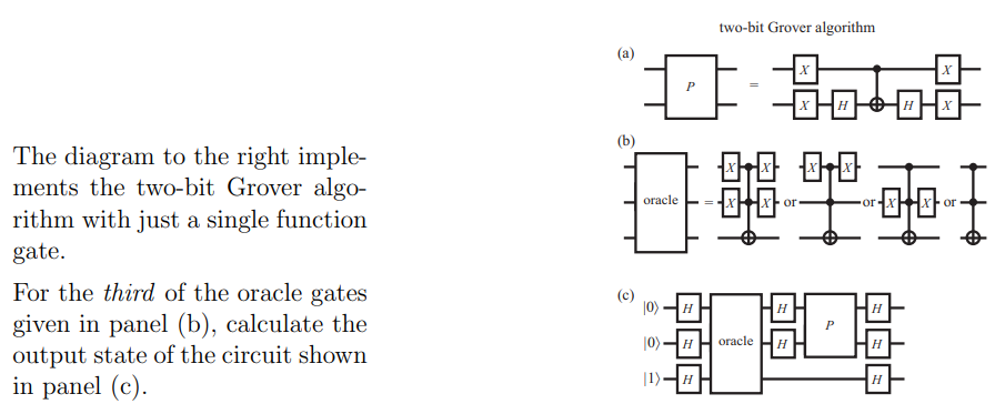 two-bit Grover algorithm (a) X “部 H (b) oracle Xor or | Chegg.com