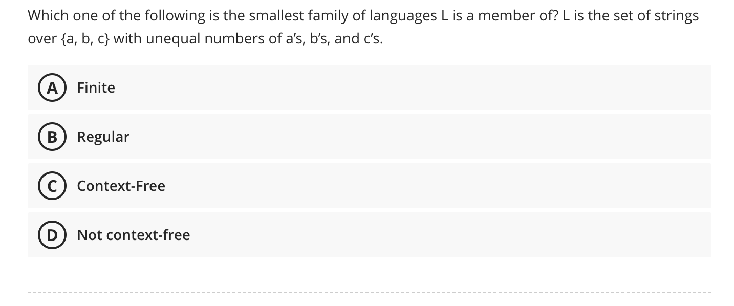 Solved Which one of the following is the smallest family of | Chegg.com