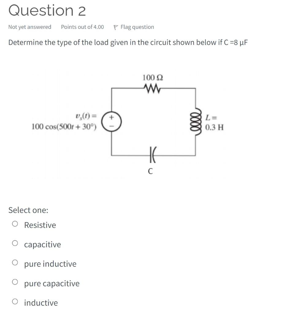 Solved Determine the type of the load given in the circuit | Chegg.com