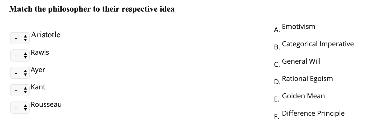 Solved Match the philosopher to their respective idea A. | Chegg.com