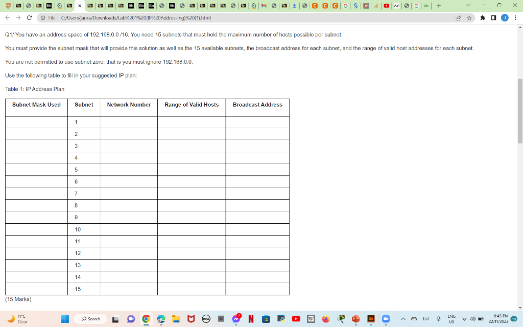 Solved Use the following tables to fill in your suggested IP | Chegg.com