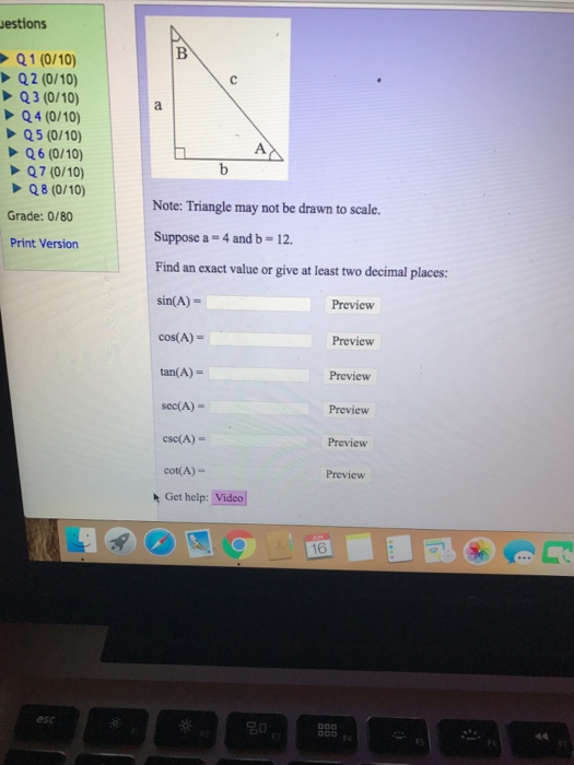 Solved Suppose a = 4 and b = 12. Find an exact value or | Chegg.com