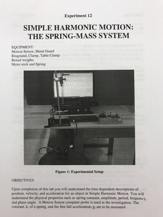 Solved Experiment 12 SIMPLE HARMONIC MOTION: THE SPRING MASS | Chegg.com