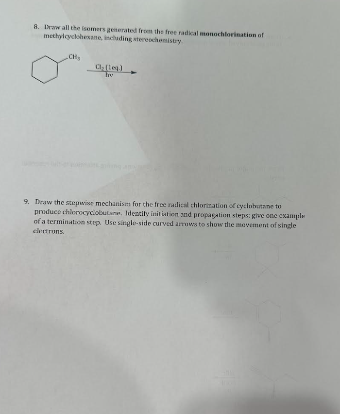 Solved Draw all the isomers generated from the free radical | Chegg.com