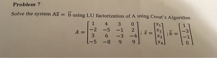 Solved By hand solve the system using LU factorization of A | Chegg.com