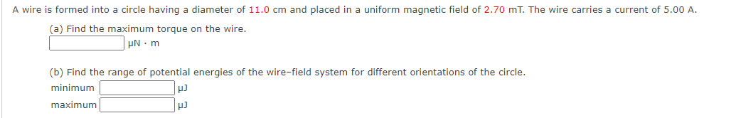 Solved A wire is formed into a circle having a diameter of | Chegg.com