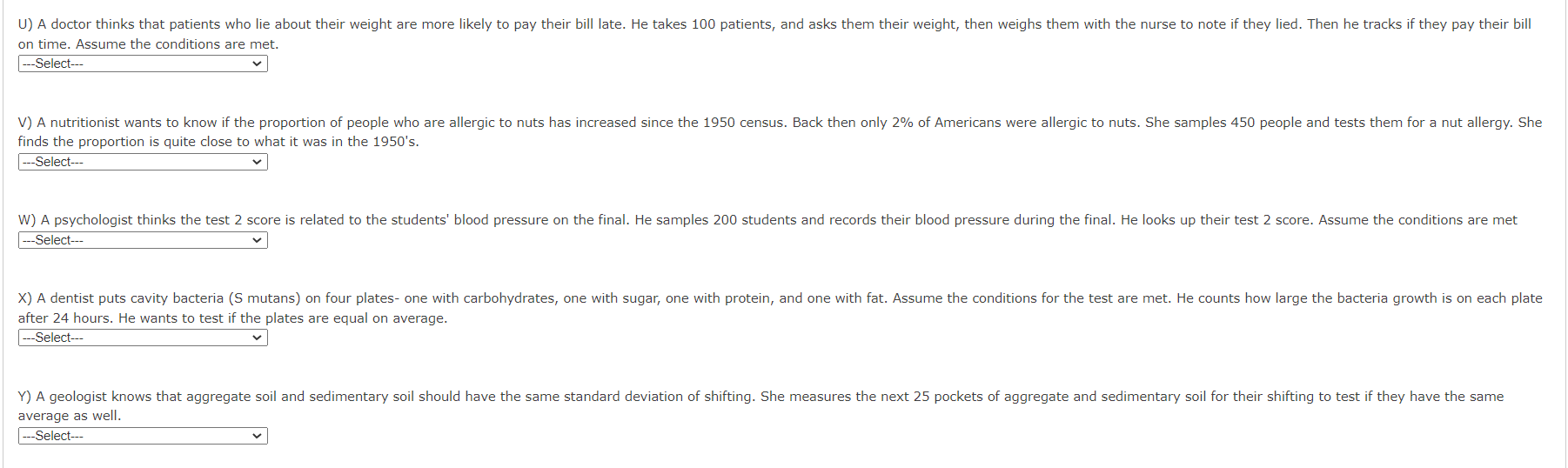 Solved For each of the following scenarios select the | Chegg.com