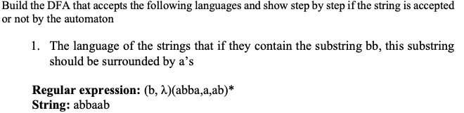 Solved Build the DFA that accepts the following languages | Chegg.com