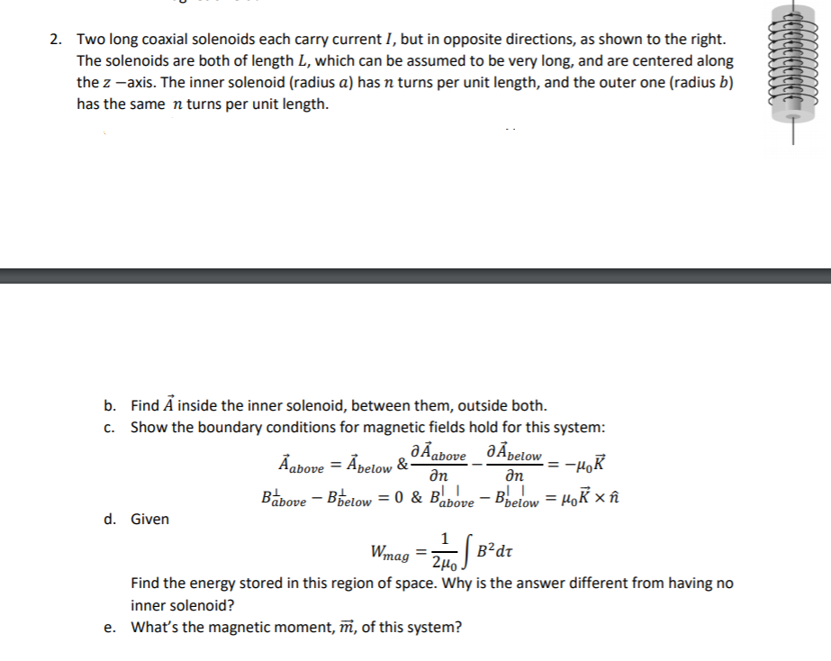 Two long coaxial solenoids each carry current I, but | Chegg.com