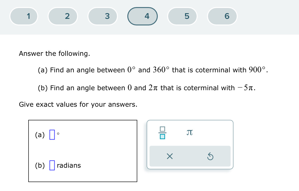 Solved Answer the following.(a) ﻿Find an angle between 0° | Chegg.com