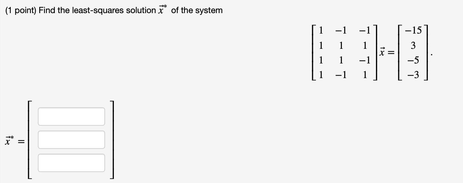 Solved (1 point) Find the least-squares solution x∗ of the | Chegg.com
