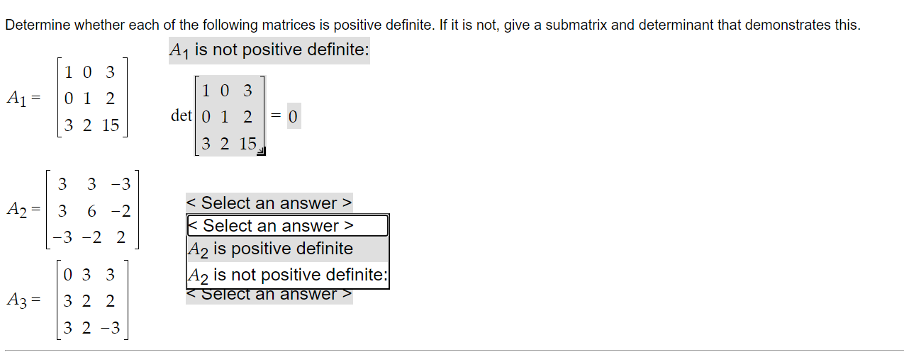 Solved Determine whether each of the following matrices is | Chegg.com