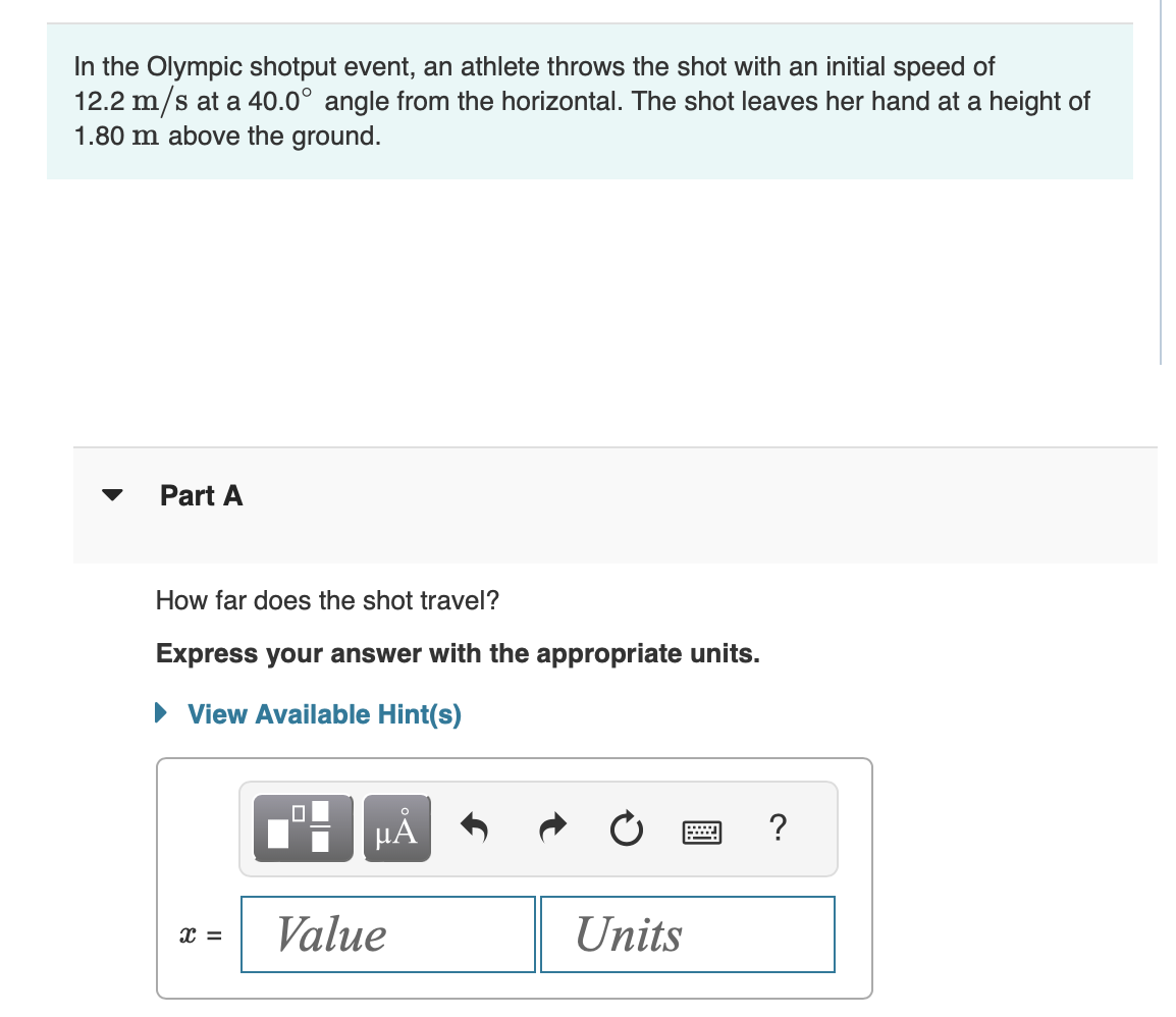 Solved In the Olympic shotput event, an athlete throws the | Chegg.com