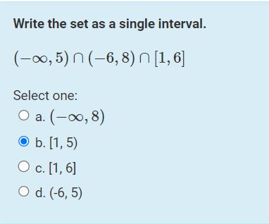 Solved Write the set as a single interval. | Chegg.com