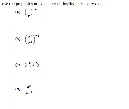 Solved Use the properties of exponents to simplify each | Chegg.com