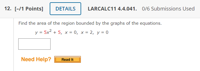 Solved Find the area of the region bounded by the graphs of | Chegg.com