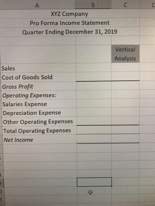 Solved XYZ Company Pro Forma Income Statement Quarter Ending | Chegg.com