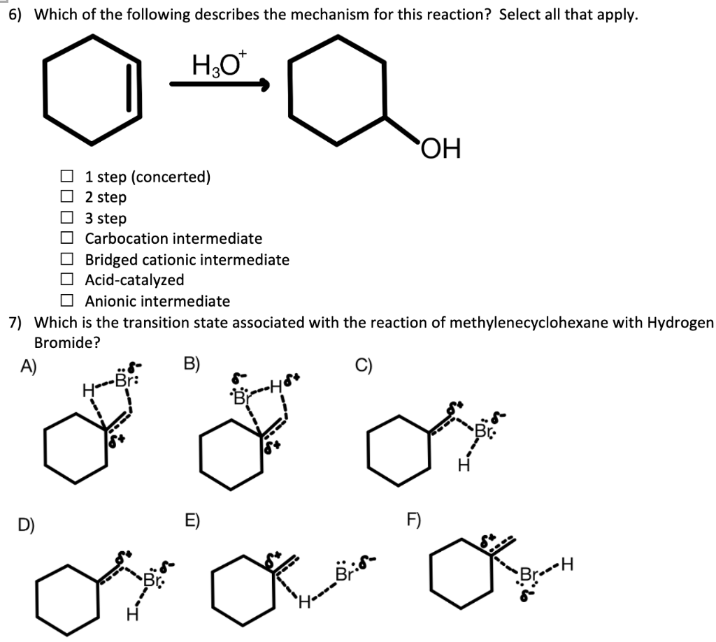 Solved 1 step (concerted) 2 step 3 step Carbocation | Chegg.com