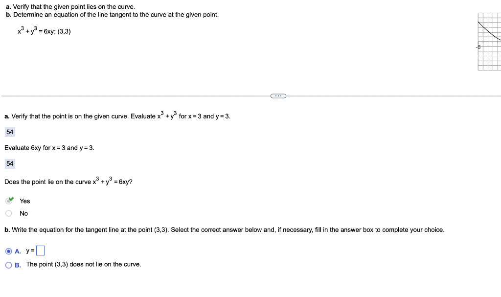 Solved a. Verify that the given point lies on the curve. b. | Chegg.com