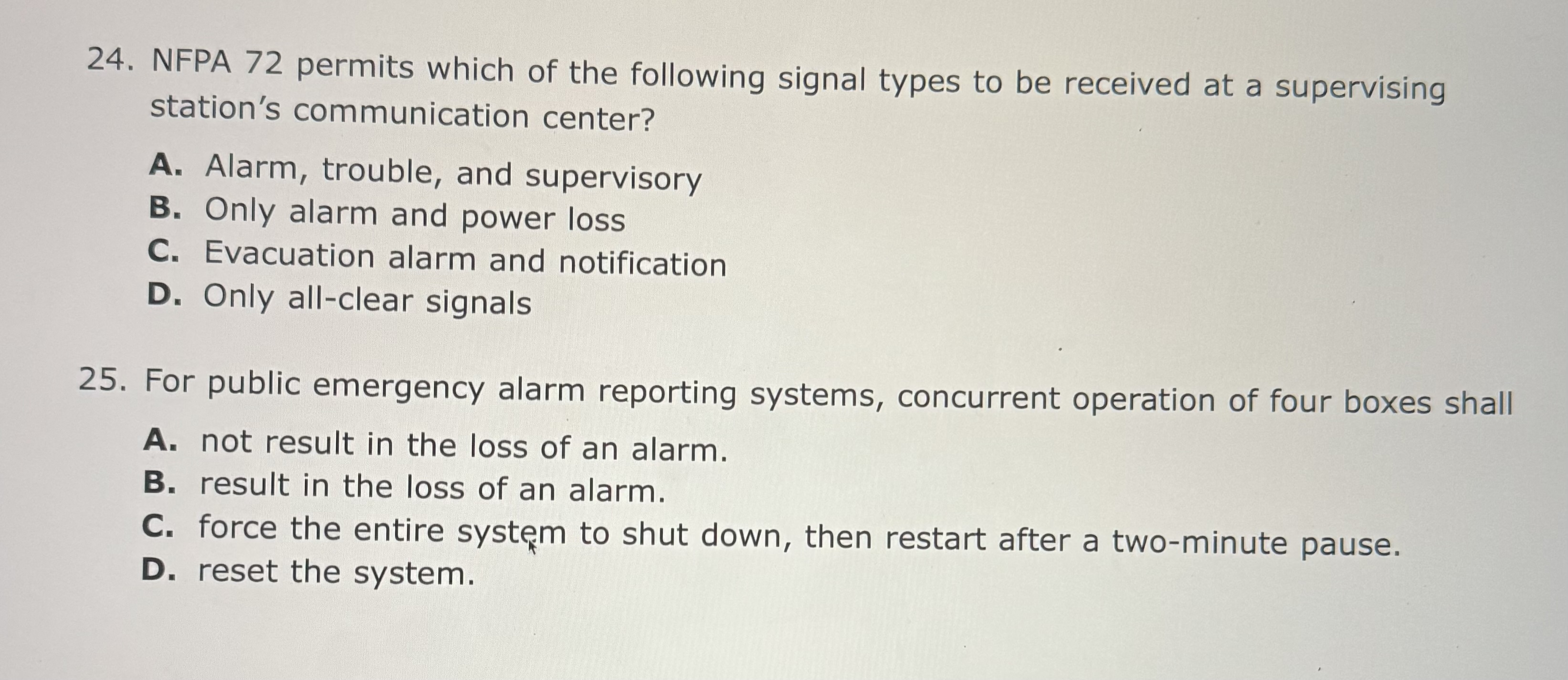 Solved NFPA 72 ﻿permits which of the following signal types | Chegg.com