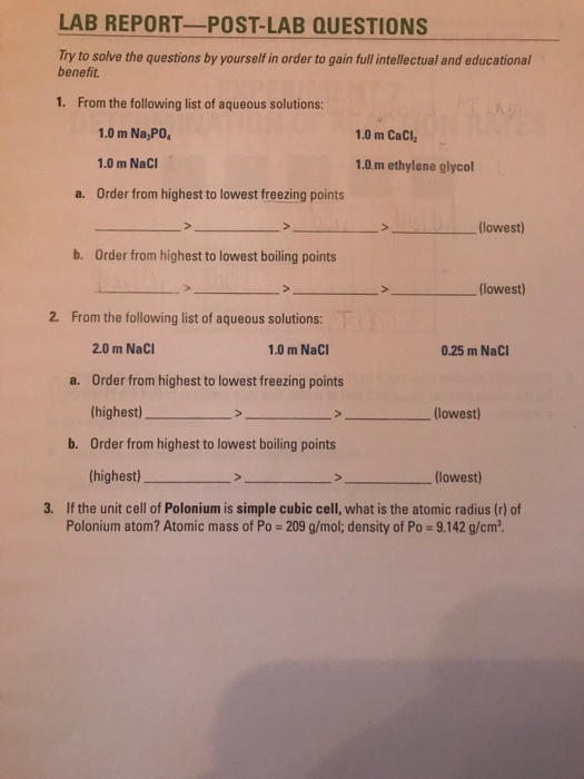 Solved LAB REPORT-POST-LAB QUESTIONS Try to solve the | Chegg.com