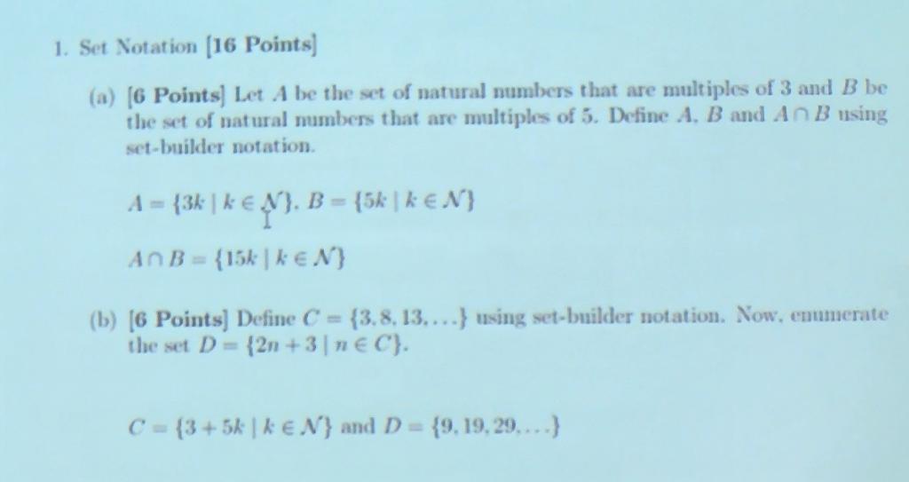 Solved (a) [6 Points] Let A be the set of natural numbers | Chegg.com