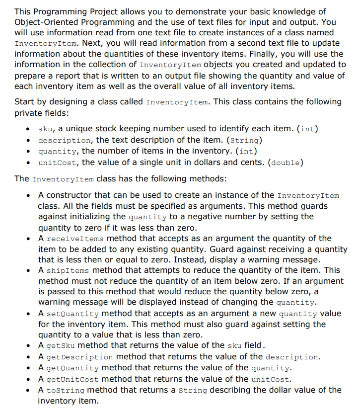 Solved This Programming Project allows you to demonstrate | Chegg.com