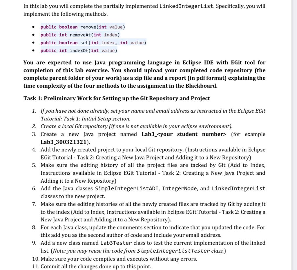 Solved Task 2: Implement the remove Method 1. Implement the | Chegg.com
